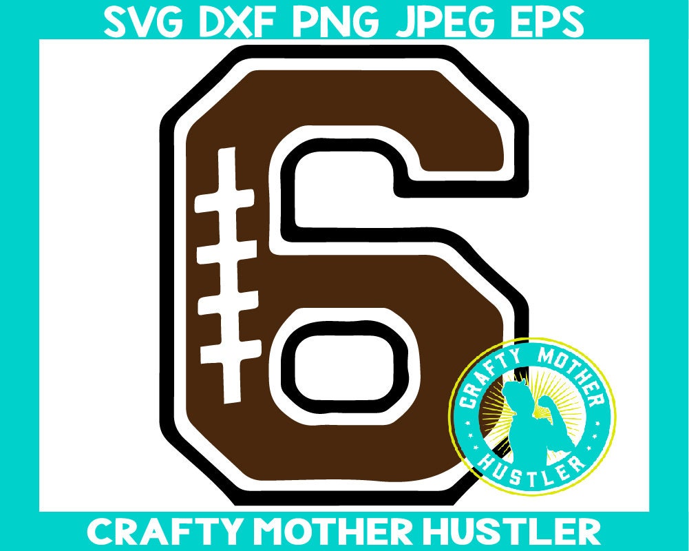 Football Varsity Number 6 Silhouette Cameo Cricut Cutting File | Etsy