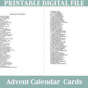 Printable Christmas Advent Calendar Cards, Letter Size, Blank and ...