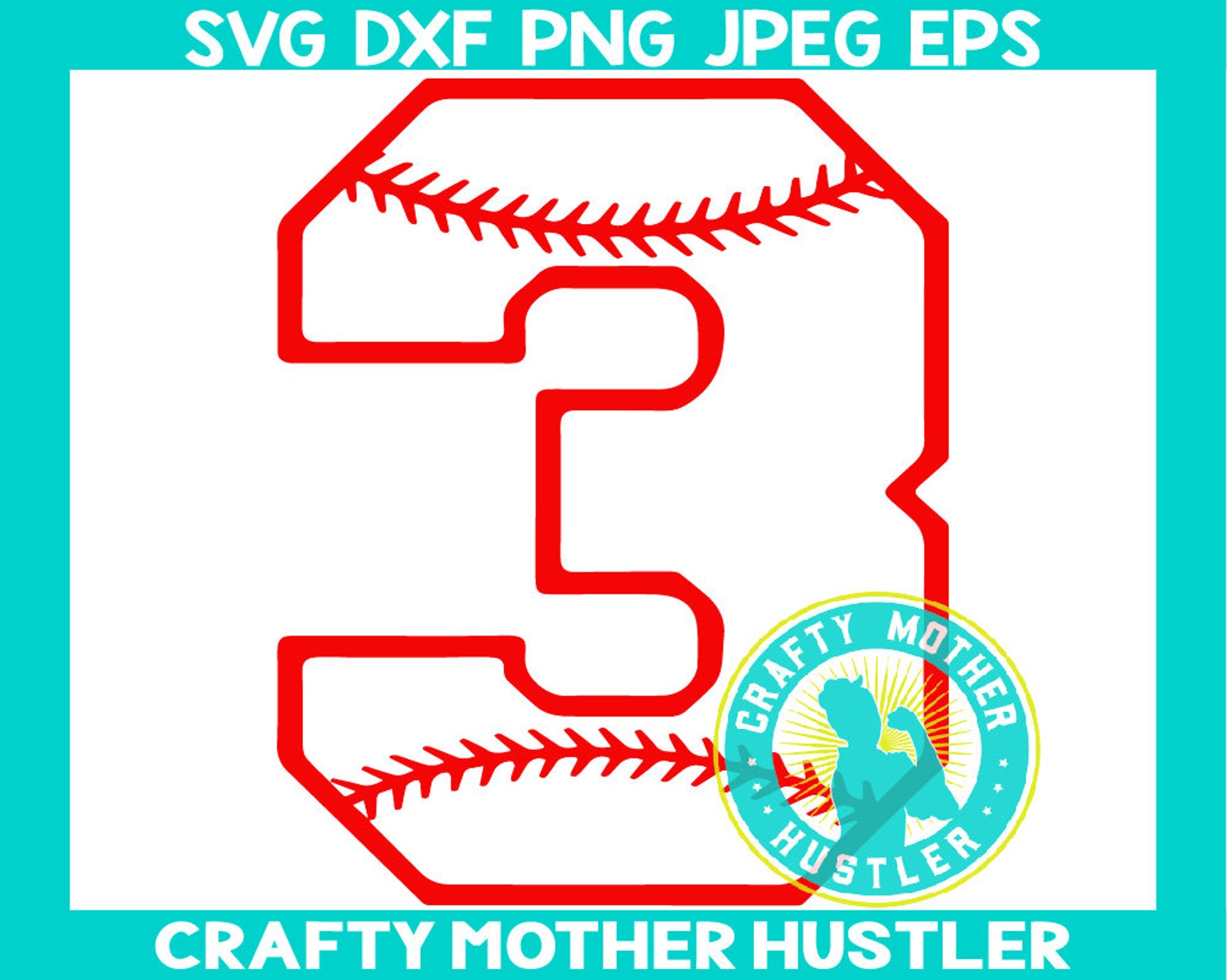 Baseball Varsity Number Three Svg Design Perfect for - Etsy