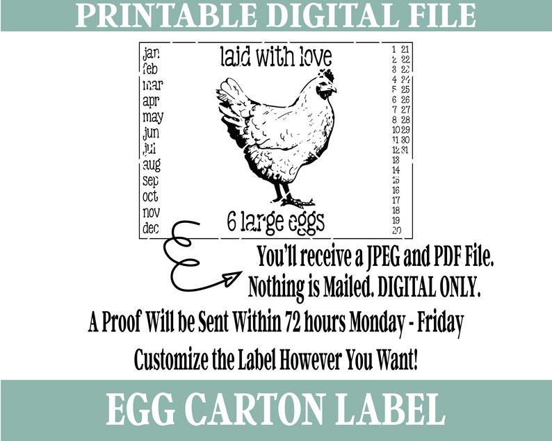 Custom Digital 6 Egg Carton Label for Small Farms Half a - Etsy