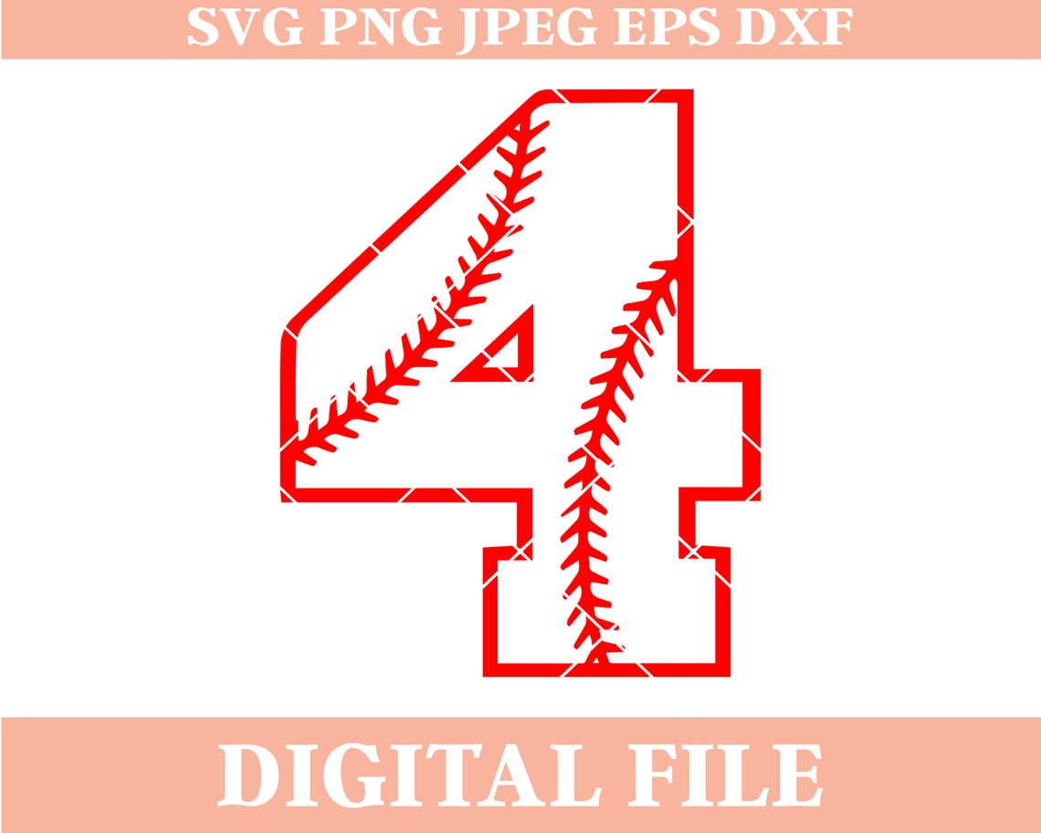 Baseball Varsity Number Four SVG Design Perfect for Birthdays - Etsy