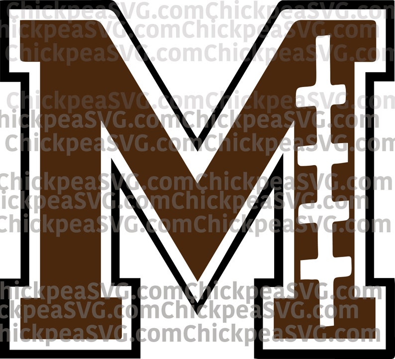 Varsity Letter M Football SVG Design monogram M football dxf | Etsy
