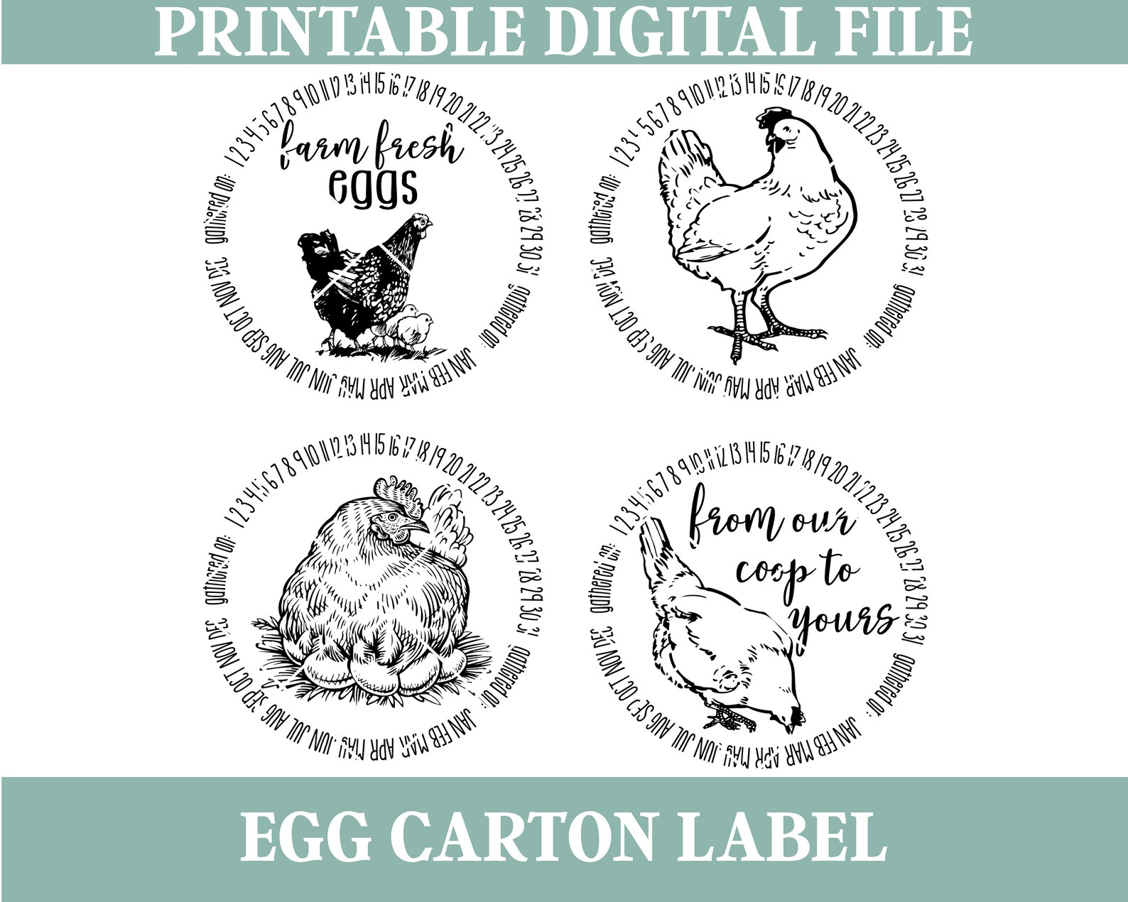 Custom Digital Egg Carton Stickers Print at Home JPG and PDF - Etsy