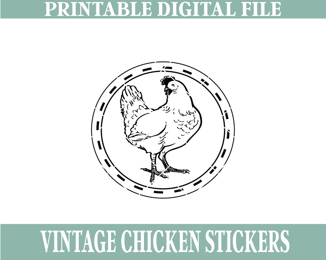 Vintage Chicken Stickers, Digital and Printable Perfect for Egg Cartons ...