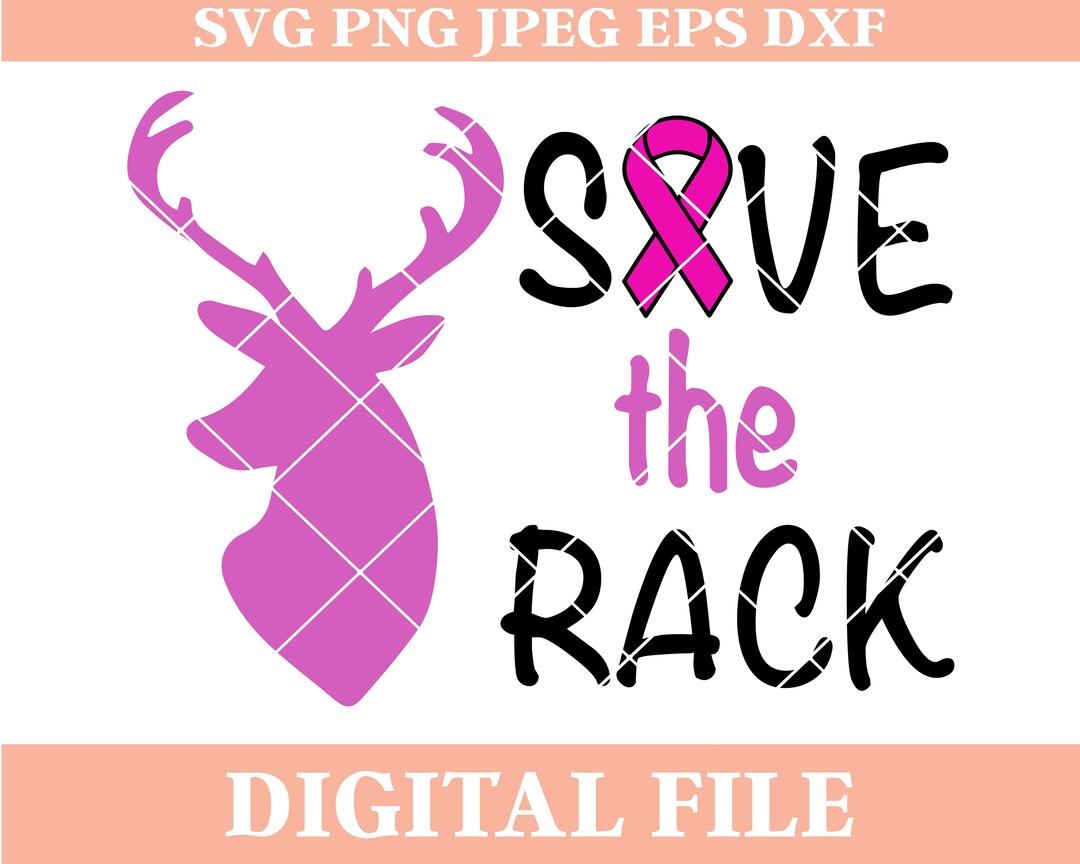Save the Rack SVG: Breast Cancer Awareness Deer Ribbon (digital ...