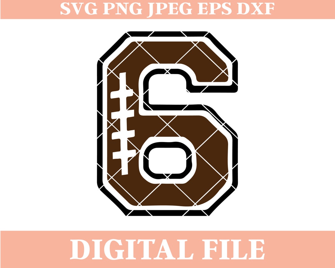 Football Varsity Number 6 Silhouette Cameo Cricut Cutting File or Iron ...