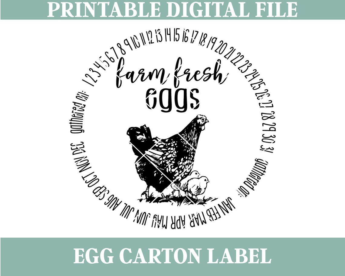 Custom Digital Egg Carton Stickers Print at Home JPG and PDF - Etsy