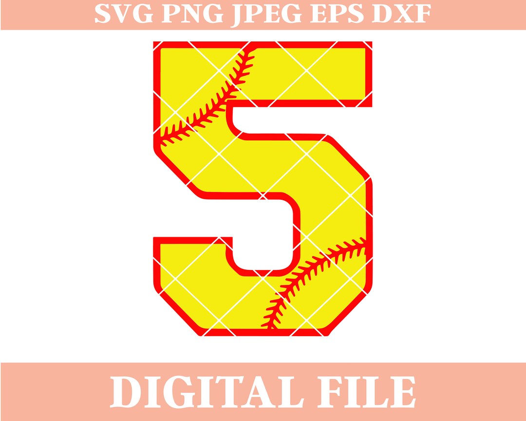 Softball Varsity Number Five SVG Design, Perfect for Shirts and ...