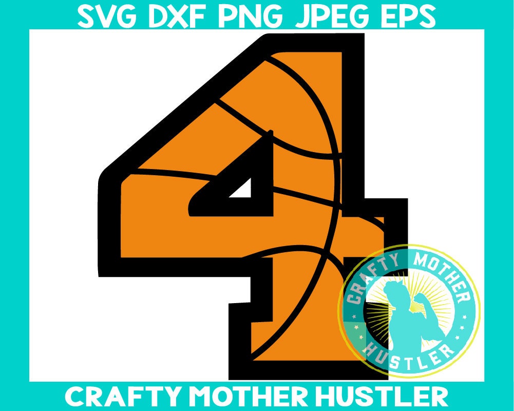 Basketball Number Four SVG Design sports svg iron on | Etsy