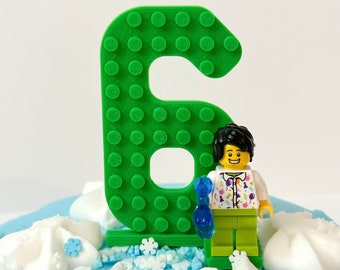Brick Birthday Cake Topper With Birthday Boy Minifigure, 4 5 6 7 8 9 ...