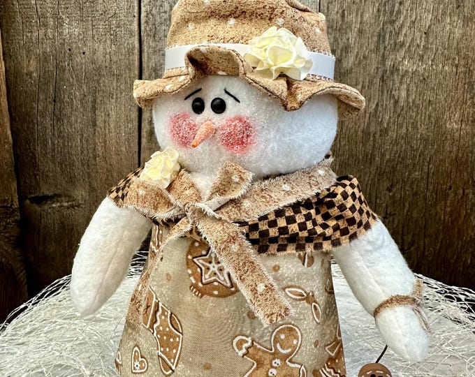 Handcrafted Snowmen, "helen"- 9" Snowman, Snowman Decor, Snowman ...