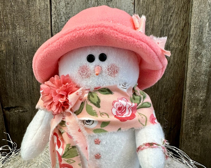 Stuffed Snowman, pammy, 9 Snow Girl W Name Tag, Peach/pink, Gift ...