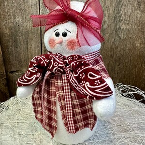 Snowman Doll, "sheryl", 9" Snowman, Burgundy, Snowman Decor, Snowman ...