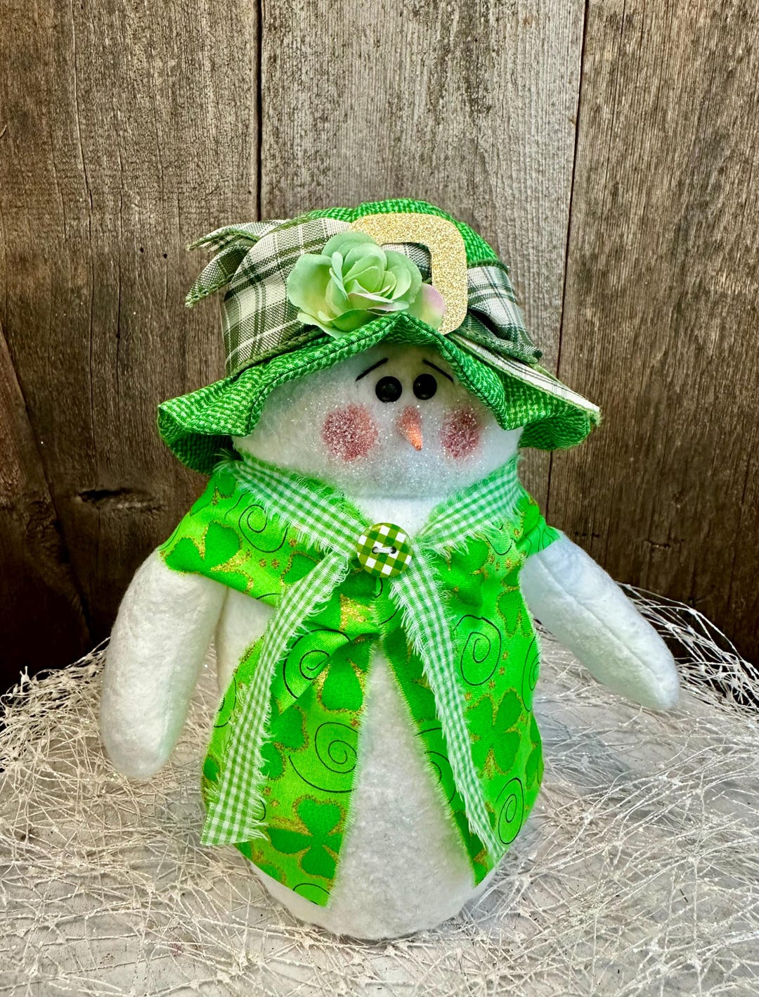 Stuffed Snowman -"sheila", 9" Snowman, St Patrick's Day Snowman Decor ...