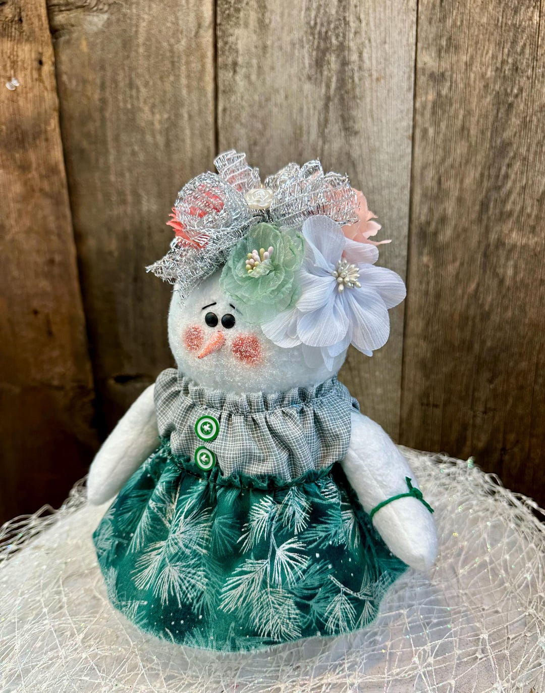 Handcrafted Snowmen, "nellie" - 9" Snowman, Snowman Decor, Snowman ...