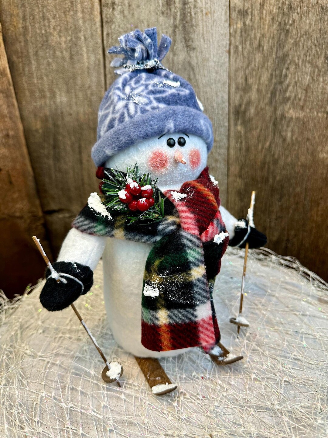 Handmade Stuffed Snowmen, "louella" - 9" Snowman, Snowman Decor ...