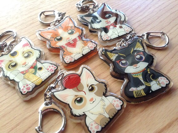 Cat Acrylic Keychains Cat Charm Cat Phone Charms Cat Phone - Etsy