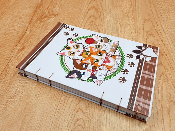 Handmade Cat Journal Coptic Stitch Cat Notebook A6 Journal - Etsy