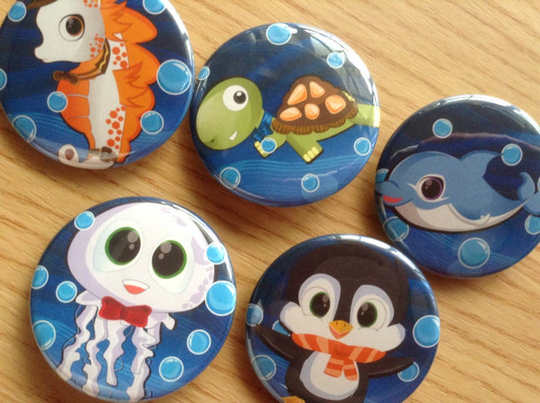 Cute Sea Creatures Button Pin Party Favors Party Pins - Etsy