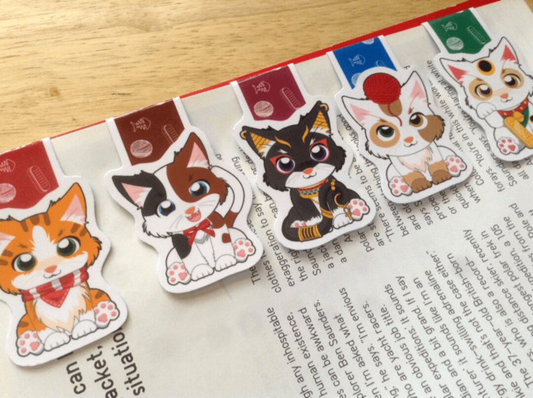 Cat Magnetic Bookmarks, Cat Bookmarks, Lucky Cat, Magnetic Bookmark ...