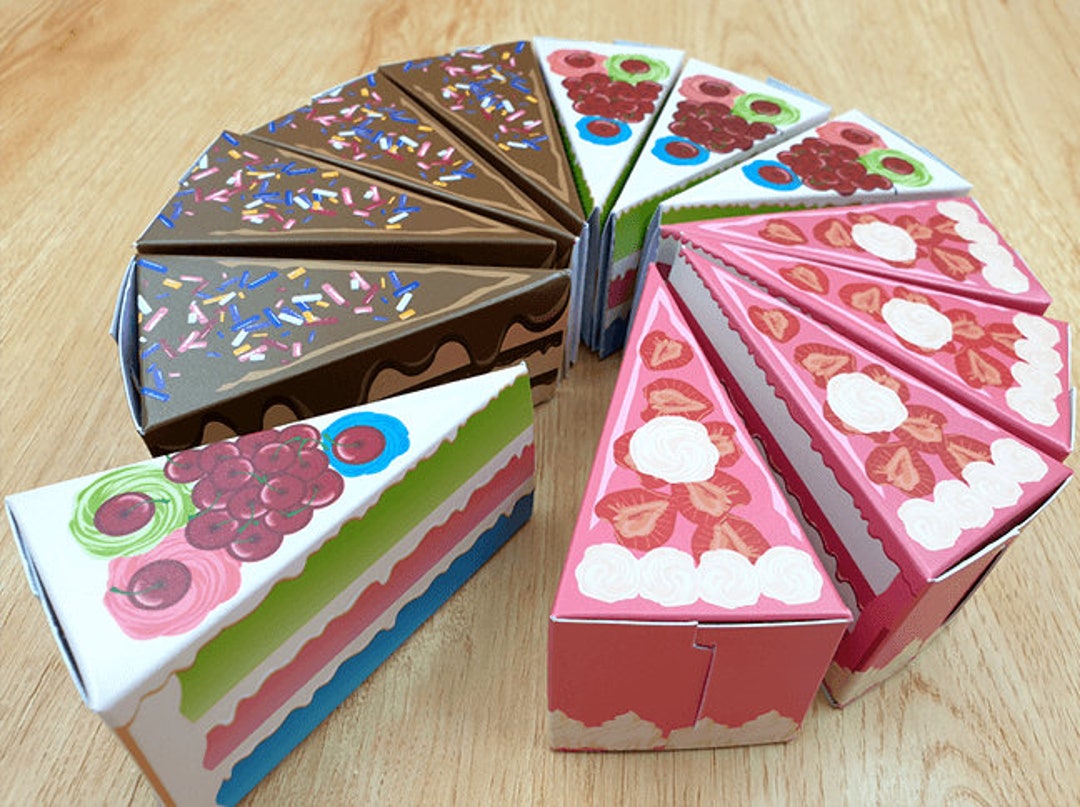 Cake Favor Box, Cake Slice Favor Box, Paper Cake Slice Boxes, Wedding ...