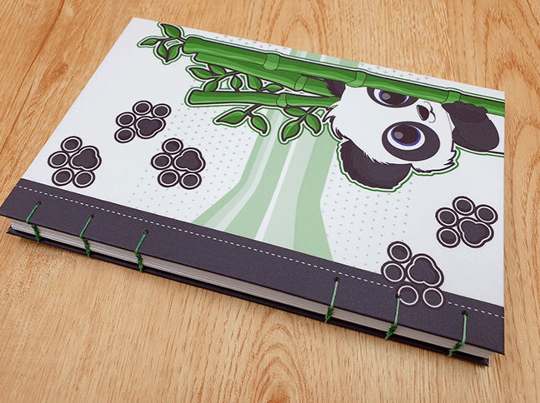 Handmade Coptic Panda Journal Blank Lined or Dotted Notebook - Etsy