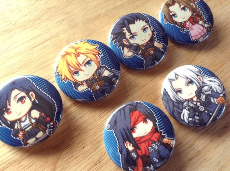 FF7 Button Pins Final Fantasy 7 Button Pins Cloud Button | Etsy