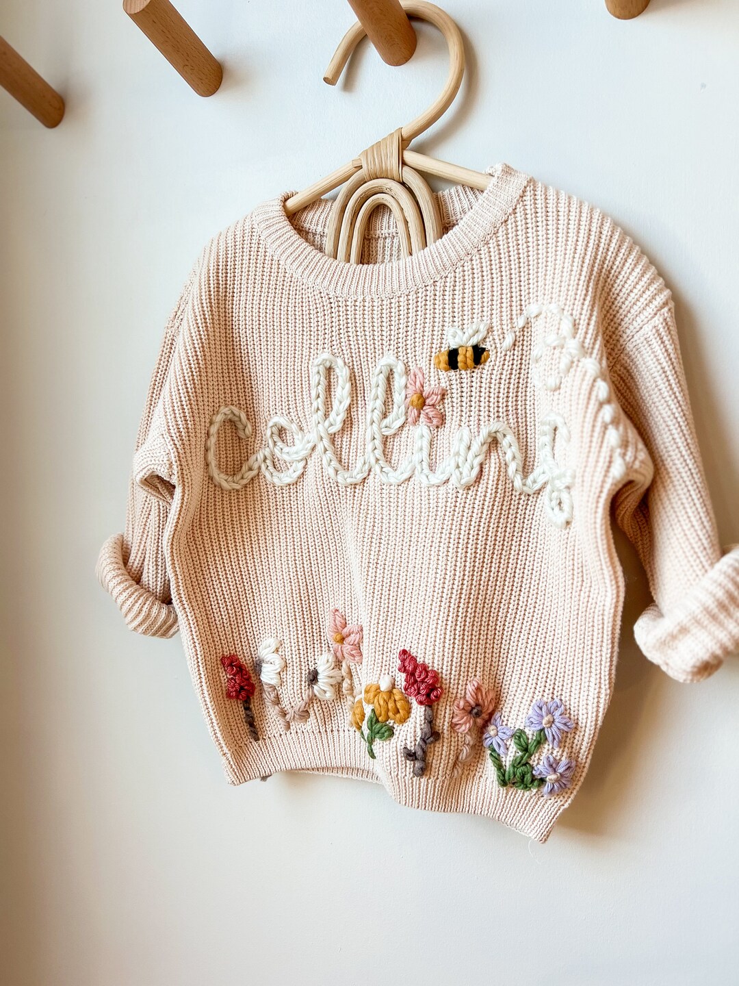 Custom Embroidered Floral Sweater, Custom Toddler Sweater, Custom Baby ...