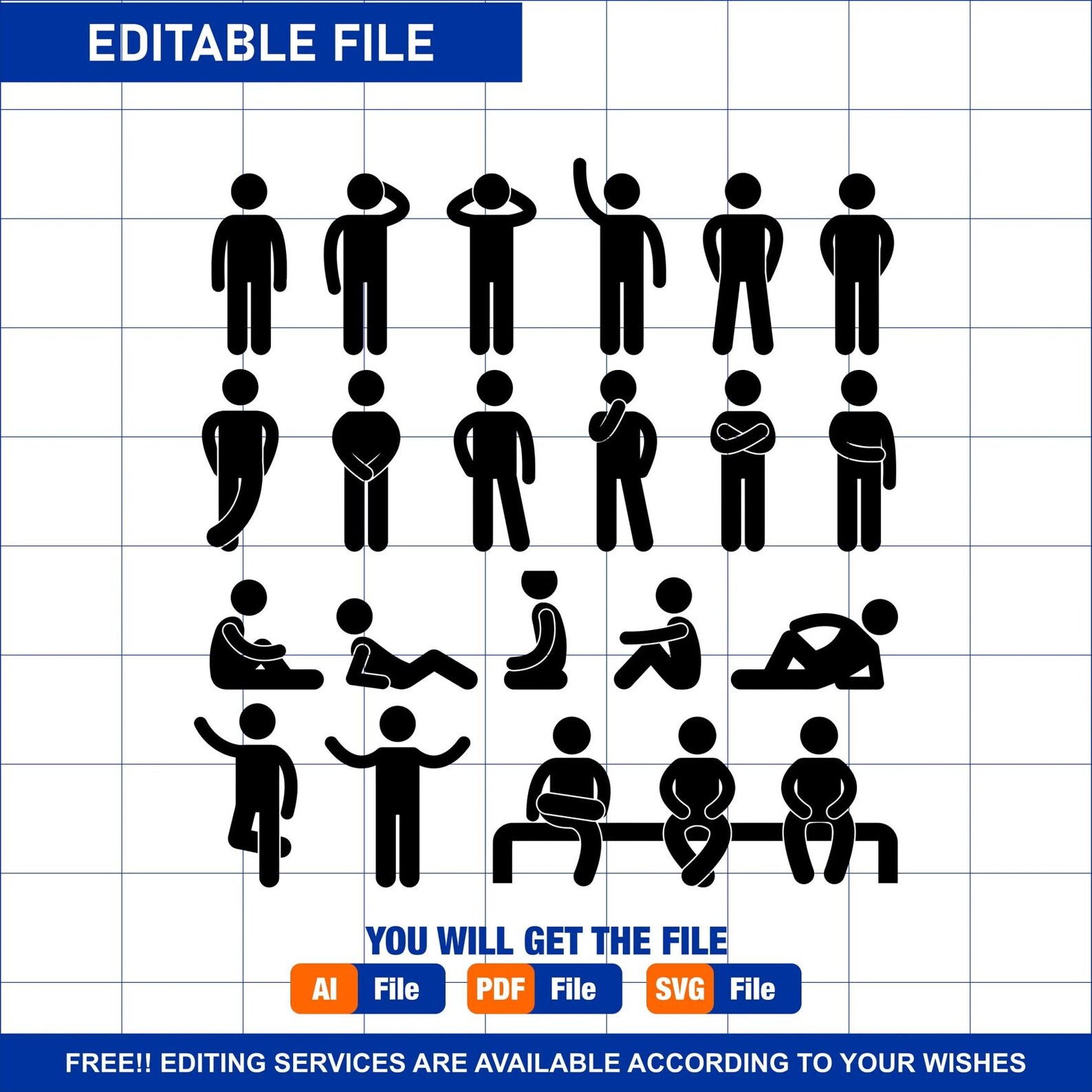 Stick Figure Stickman Stick Man Basic Human Actions Positions Poses ...