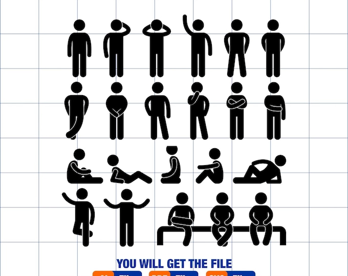 Human Stick Figure Stickman Man Actions Poses Postures Standing ...
