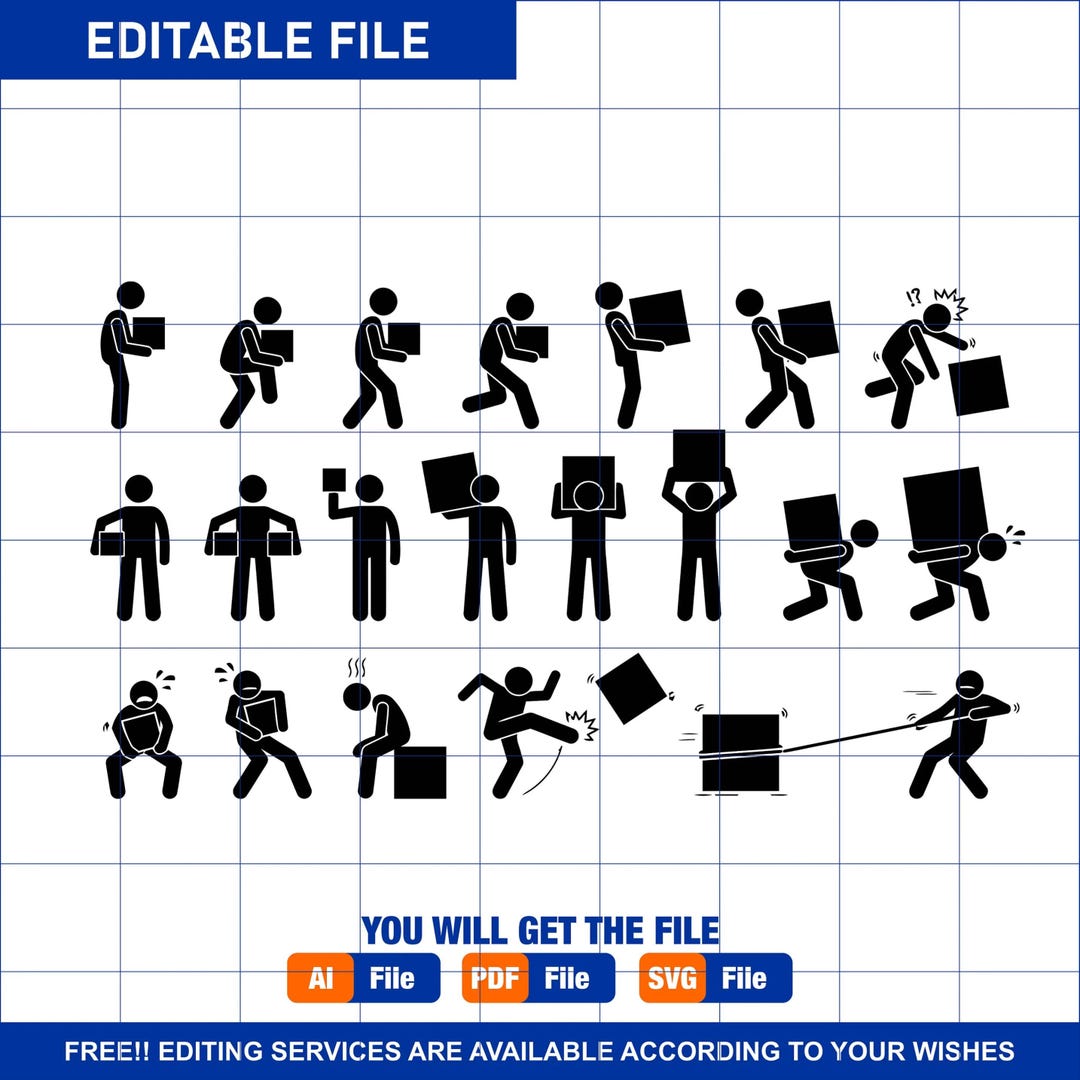 Stick Figure Stickman Man People Person Carry Move Kick Push Walk Run ...