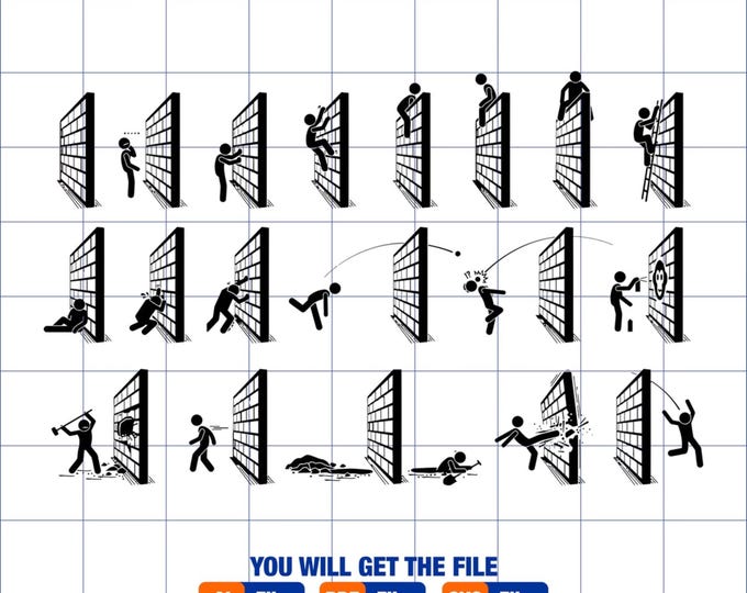 Stick Figure Stickman Man Walking Falling Inside Jump Over Help Out ...