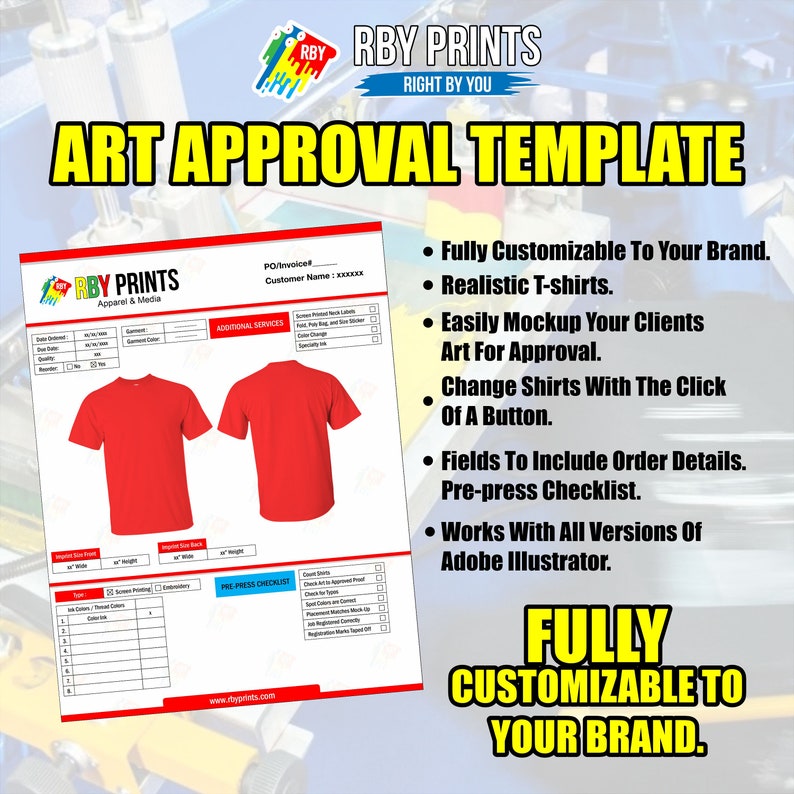 Art Approval Template for Screen Printing, Art Approval Template Silk ...