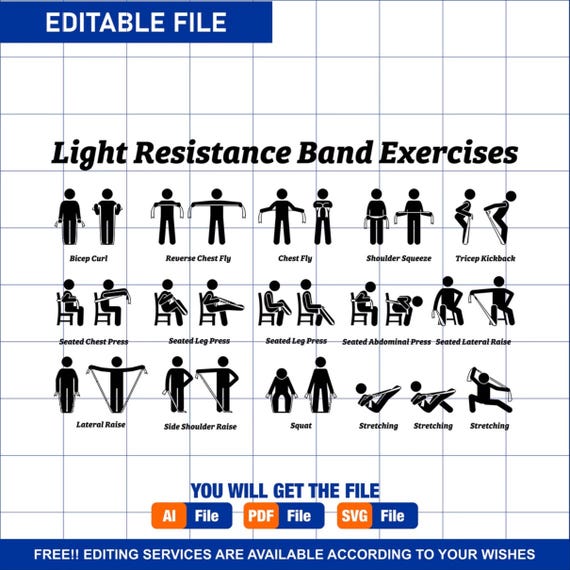 Printable Seated Resistance Band Exercises Chair Chest Stretch Band