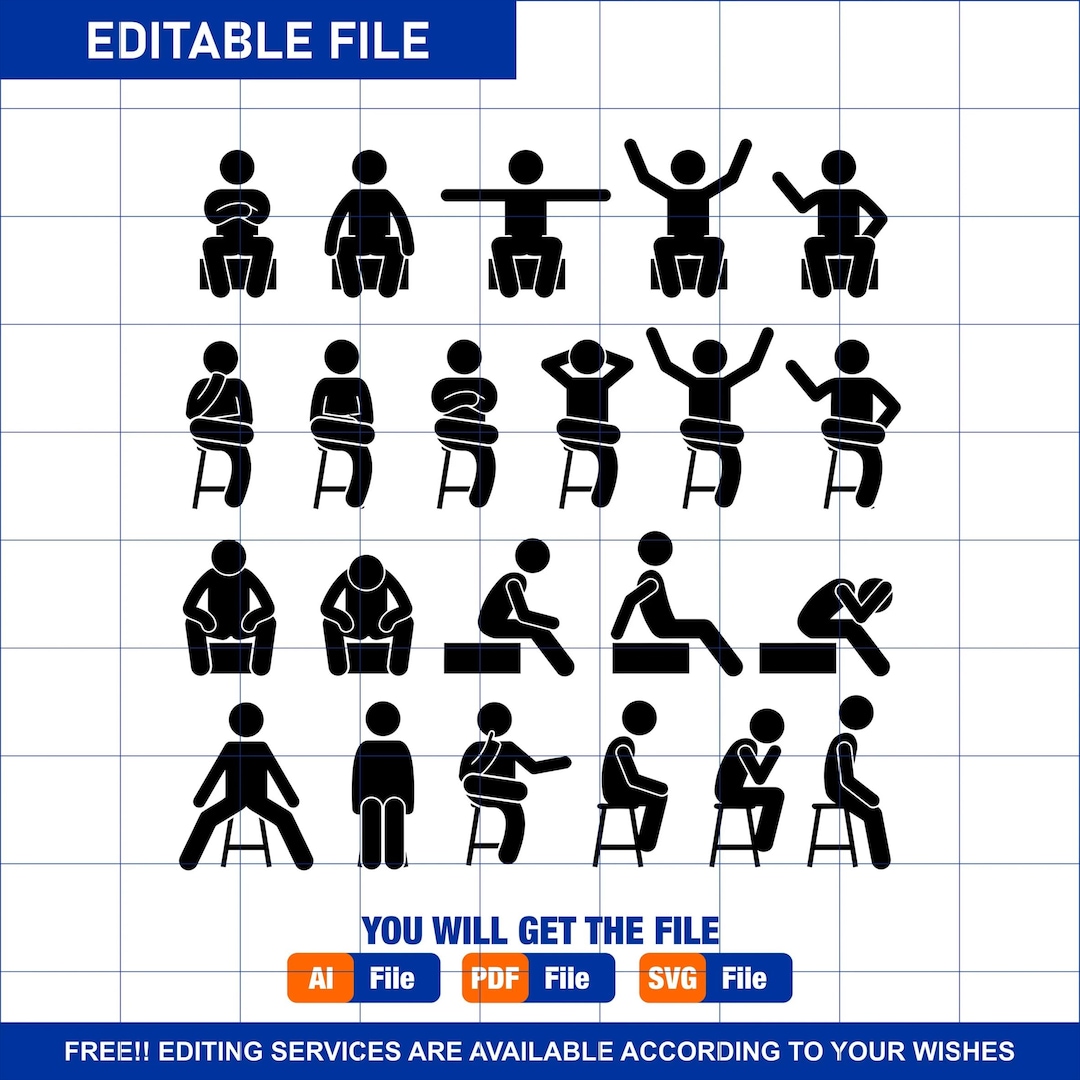 Stick Figure Stickman Stick Man People Person Poses Postures Sit ...