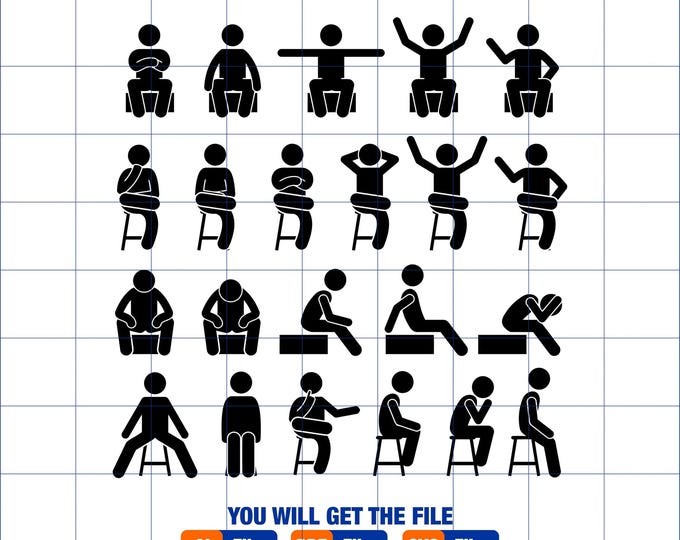 Stick Figure Stickman Stick Man People Person Poses Postures Sitting ...