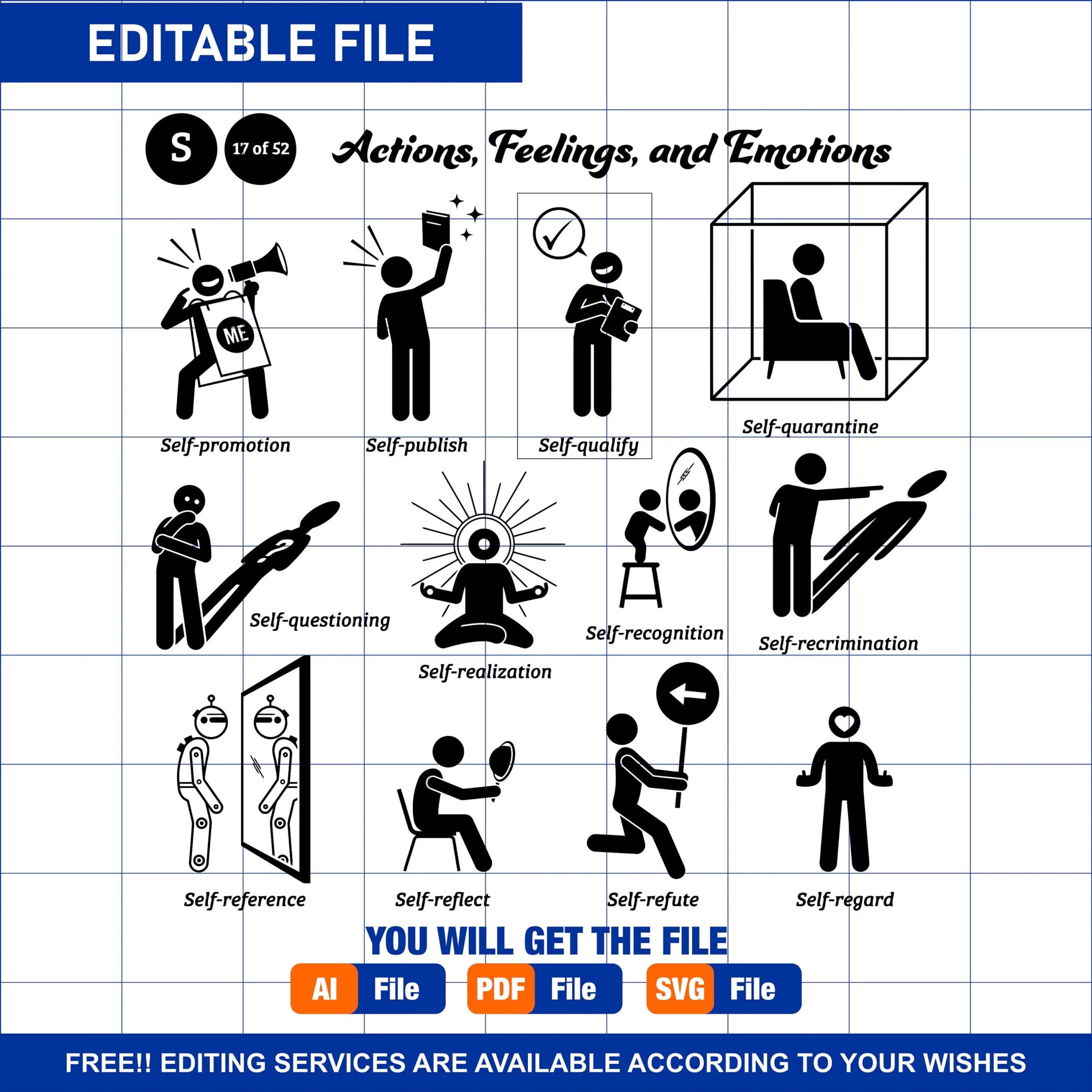 Stick Figures Man People Stickman Silhouette Action Verbs S Vector SVG ...
