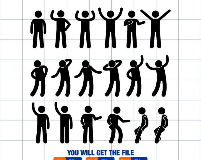 Stick Figure Stickman Stick Man People Person Poses Postures Sitting ...