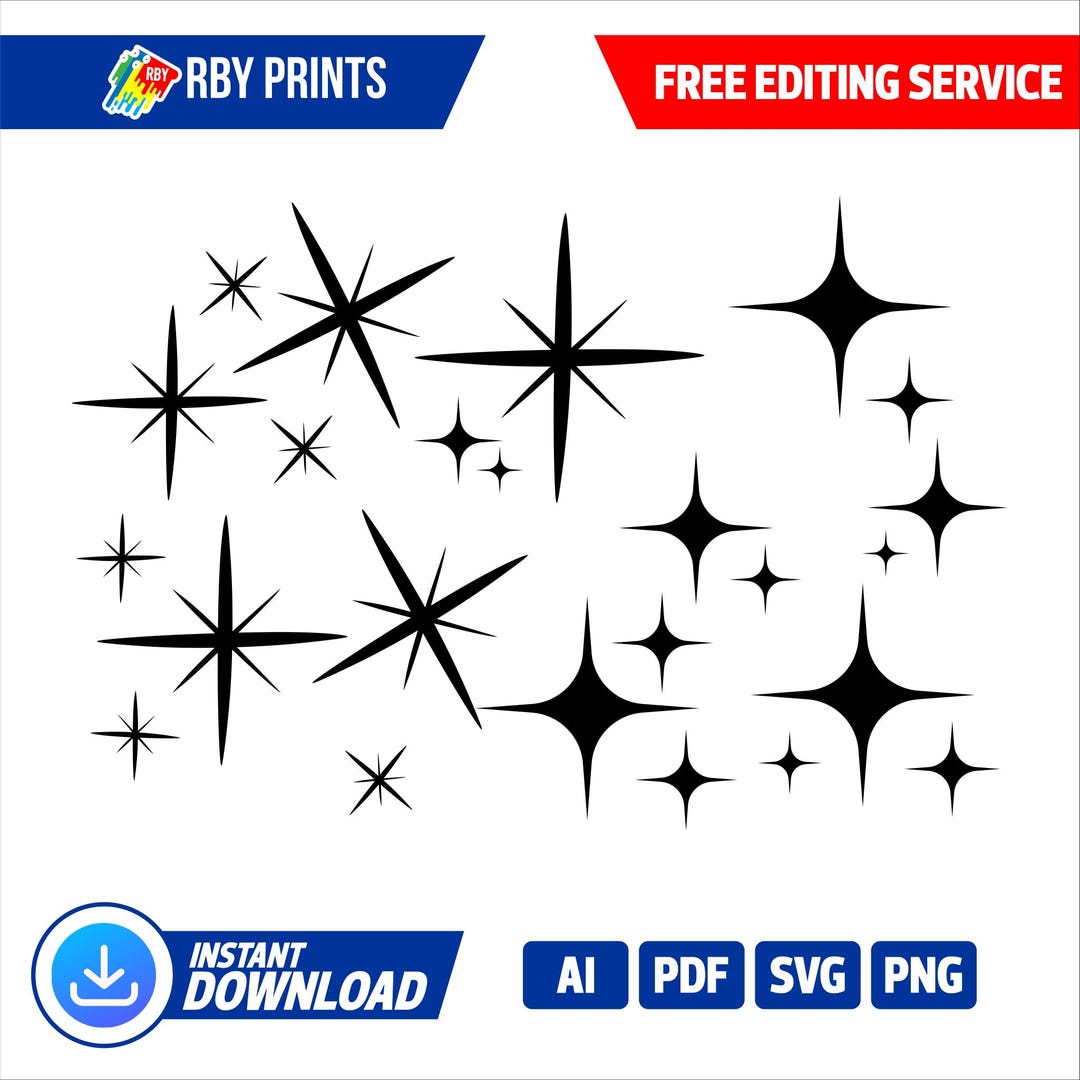 Sparkle SVG Bundle, Sparkle Stars SVG, Stars Svg, Star Clipart, Bright Stars, Twinkle Stars ...