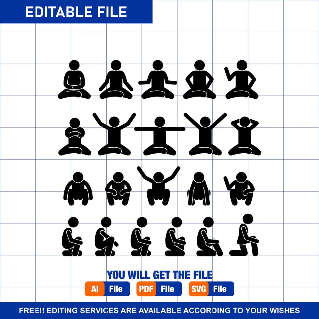 Stick Figure Stickman Stick Man People Person Poses Postures Sitting ...