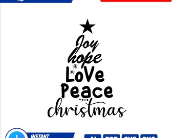Christmas Tree SVG, Joy Svg, Peace Svg, Love Svg, Christmas Shirt ...