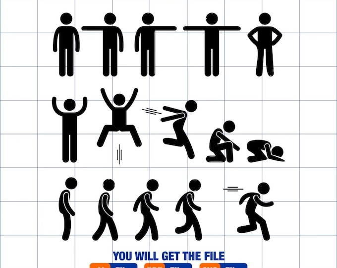 Human Stick Figure Stickman Man Actions Poses Postures Standing ...