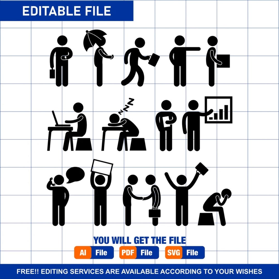 Businessman Business Stick Figures Stickman Office Worker Corporate ...