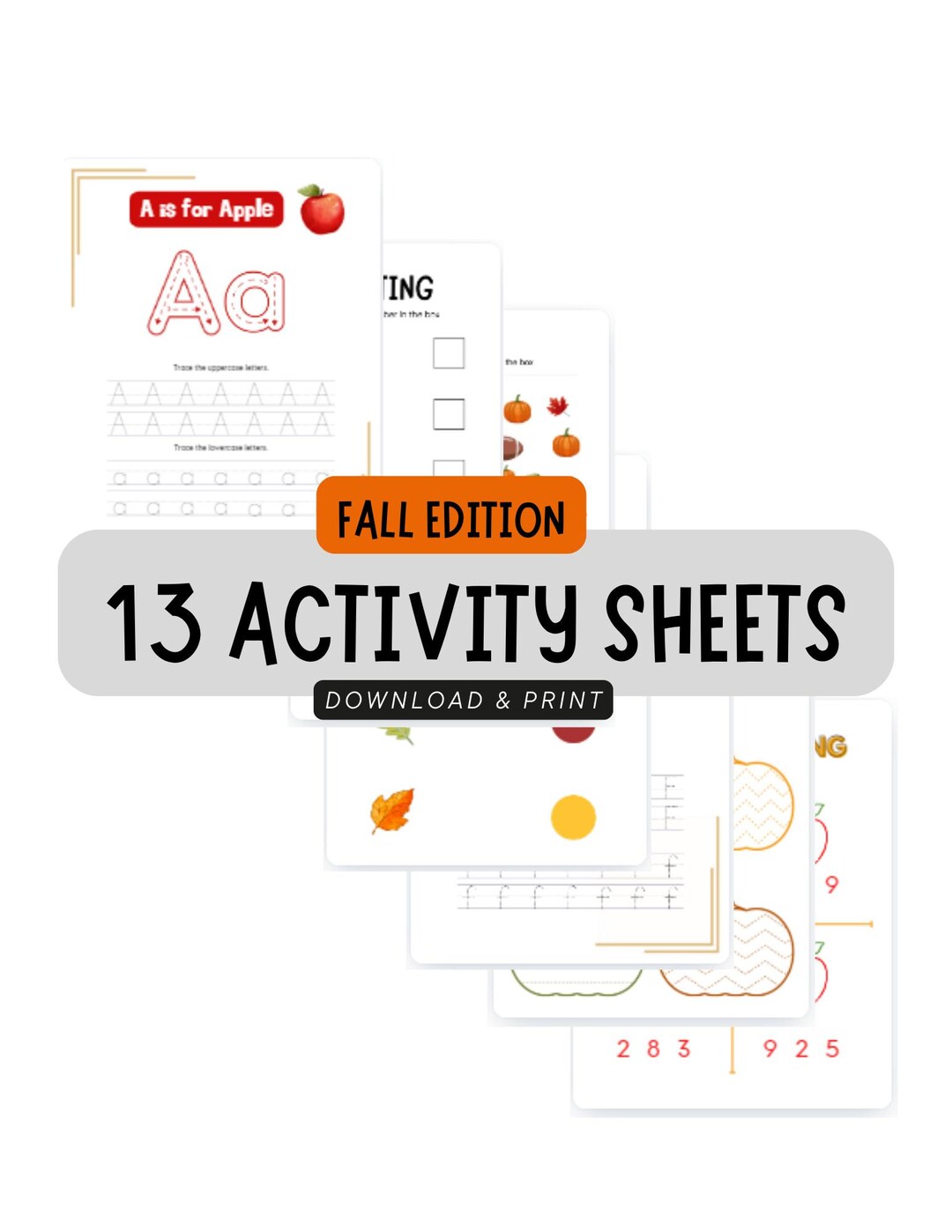 Fall Themed Toddler Activity Sheets for Preschoolers - Etsy