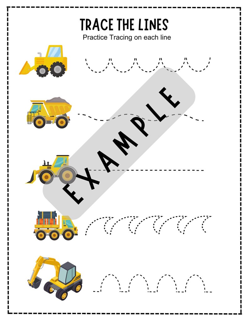 Construction Trucks Toddler Activity Printable Preschool Sheets - Etsy