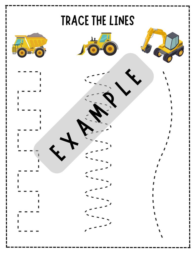 Construction Trucks Toddler Activity Printable Preschool Sheets - Etsy