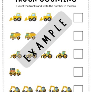 Construction Trucks Toddler Activity Printable Preschool Sheets - Etsy