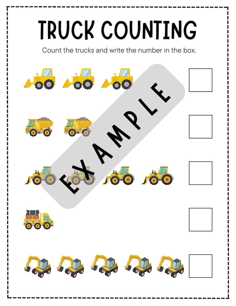 Construction Trucks Toddler Activity Printable Preschool Sheets - Etsy