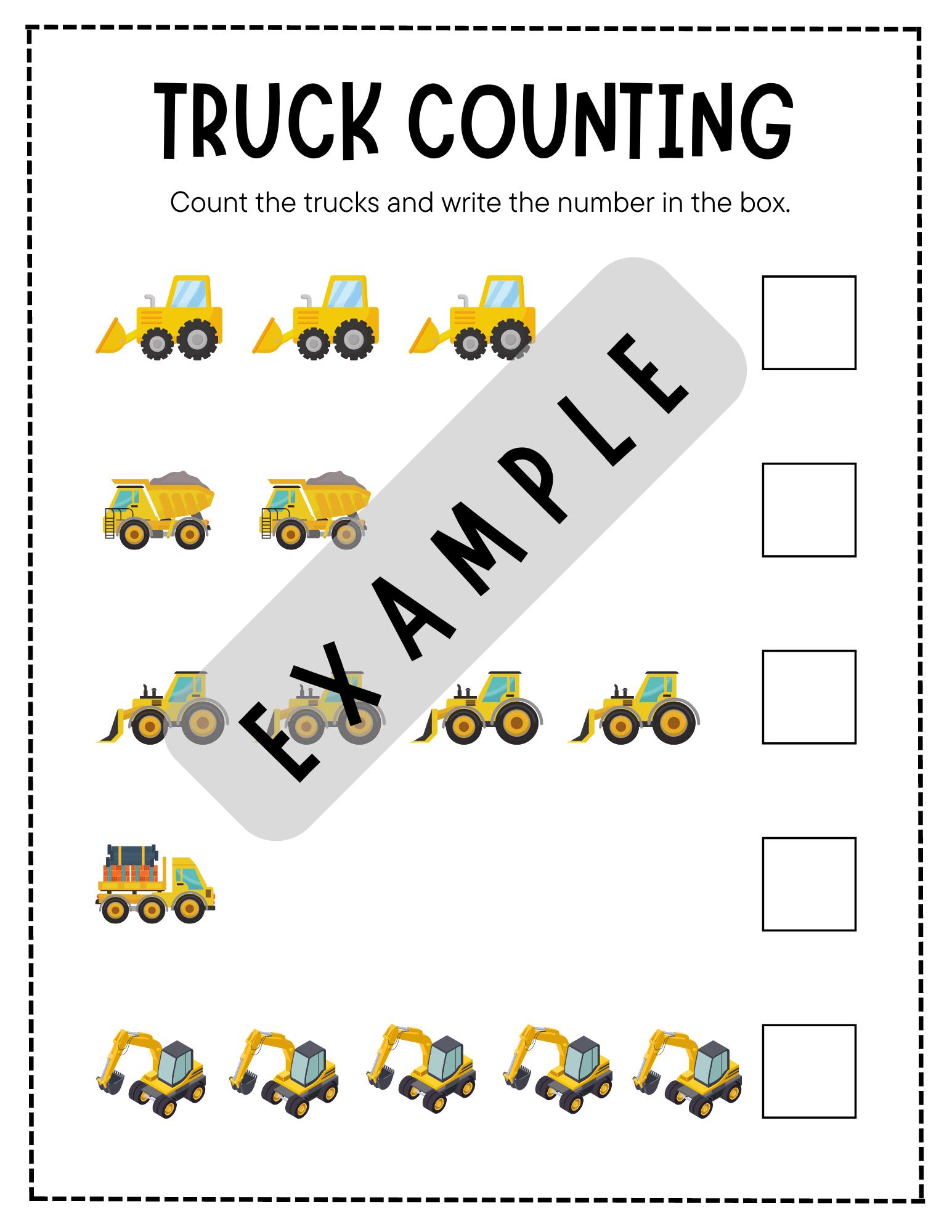 Construction Trucks Toddler Activity Printable Preschool Sheets - Etsy
