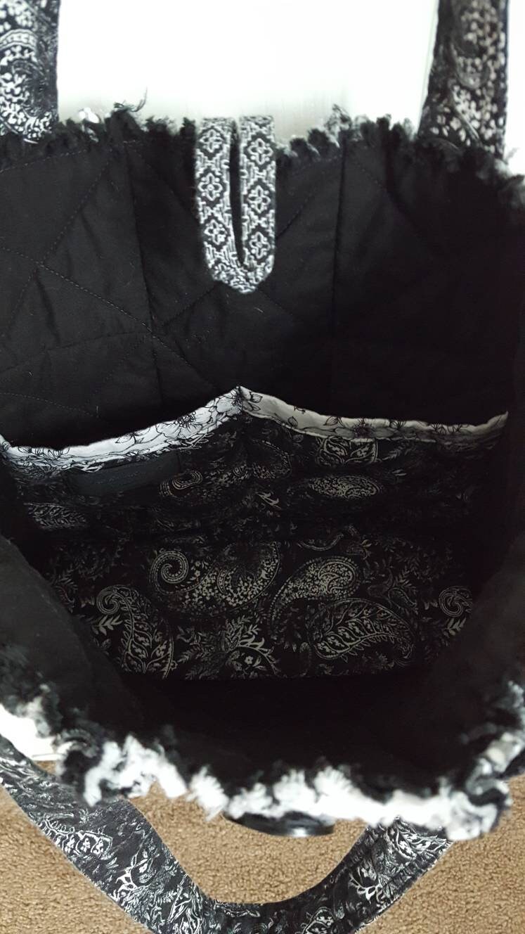 Quilted Rag Purse Quilted Tote Fabric Purse Tote Bag Black - Etsy
